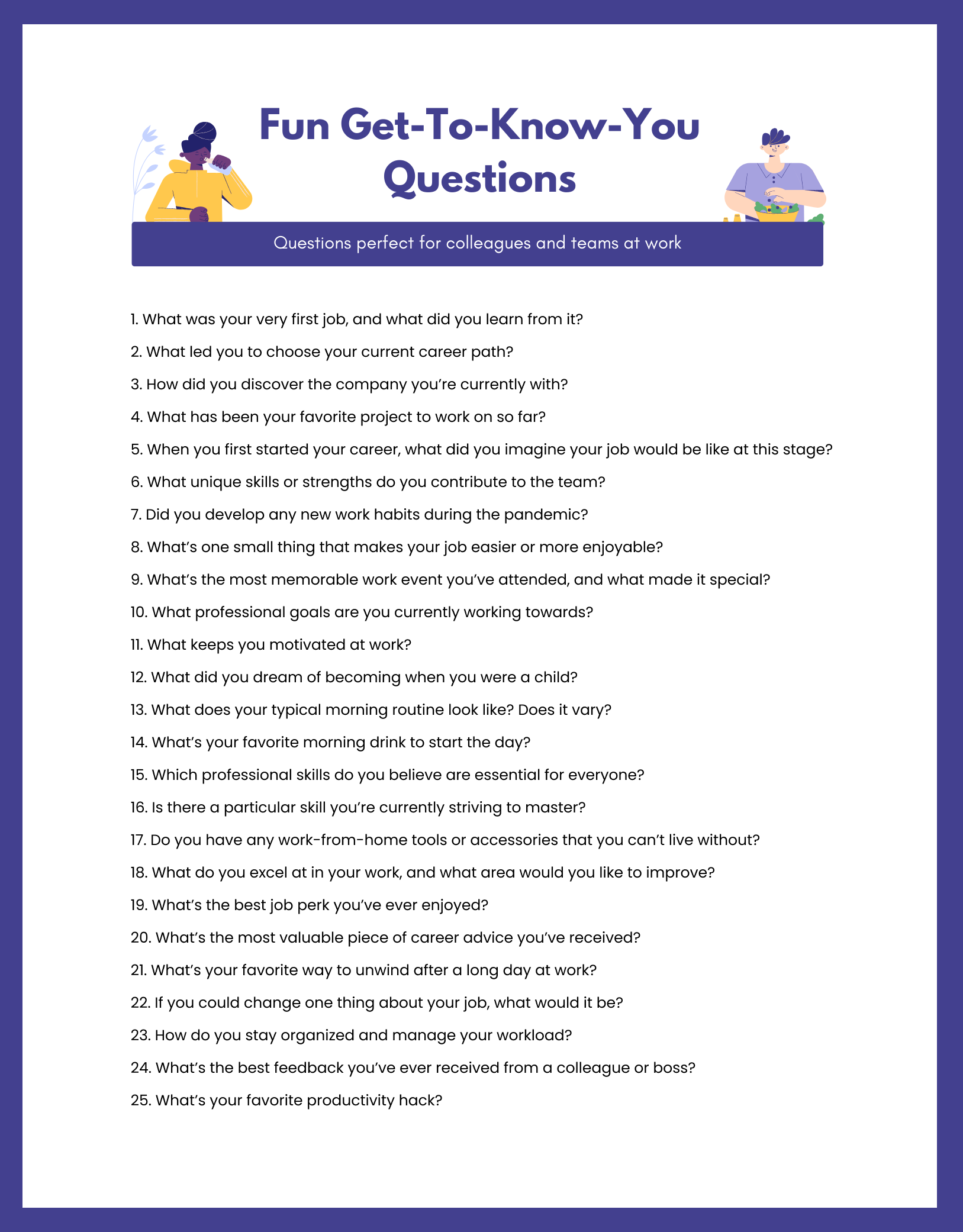 100 Get-to-Know-You Questions for Work to Boost Team Bonding & Fun